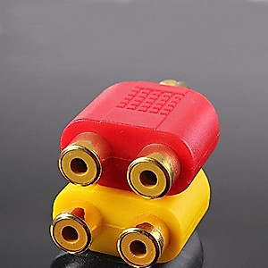 yueton 4pcs RCA Y Splitter Adapter 2 Female to 1 Male for Audio Video Av Tv Cable Convert