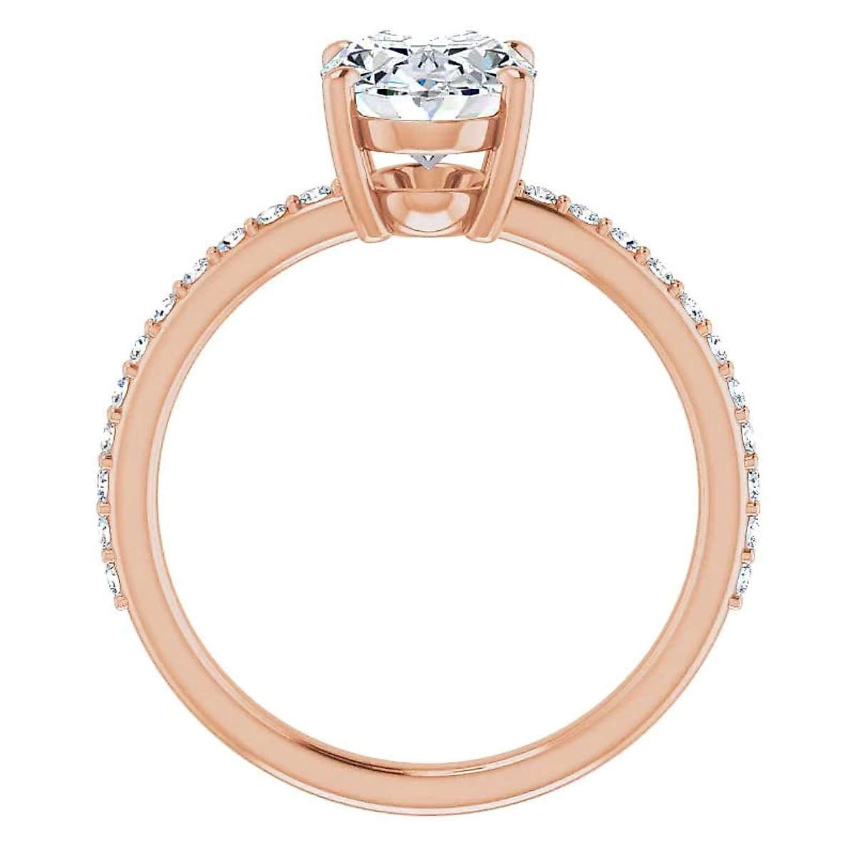 10K Solid Rose Gold Handmade Engagement Ring 1 CT Oval Cut Moissanite Diamond Solitaire Wedding/Bridal Ring for Women/Her Propose Ring Set (5)