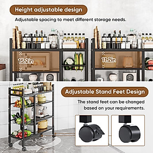 VZONE Storage Shelves, Adjustable 4-Tier Kitchen Organizers and Storage with 4 Wire Baskets, Metal Shelf Rack with Wheels for Kitchen, Pantry, Bathroom, Garage – Ideal for Kitchen Shelves