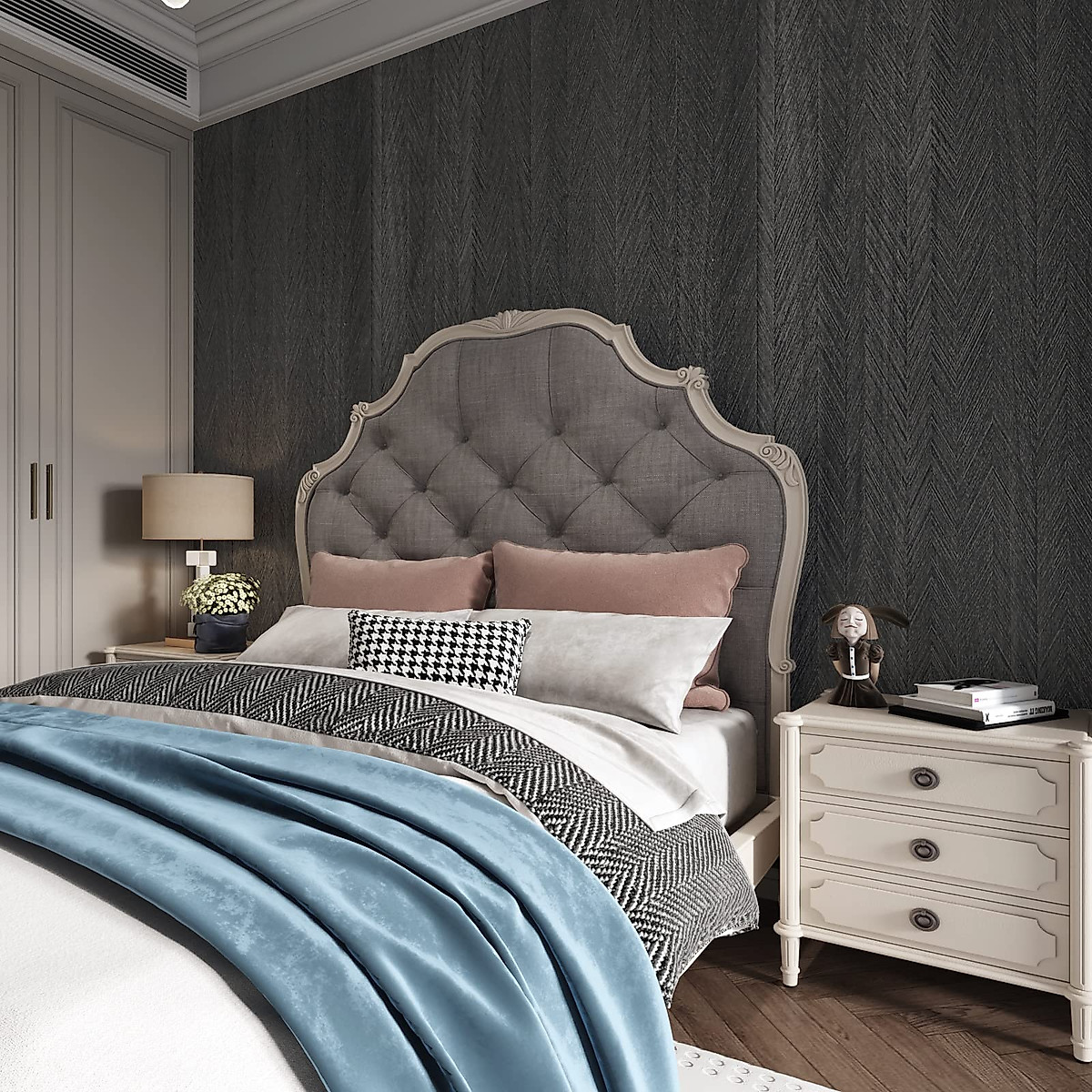 YENHOME 118"X30" Black Contact Paper Wood Contact Paper for Countertops Cabinets and Drawers Dark Wood Look Contact Paper Peel and Stick Wallpaper Removable Wood Wallpaper for Bedroom Kitchen Counter