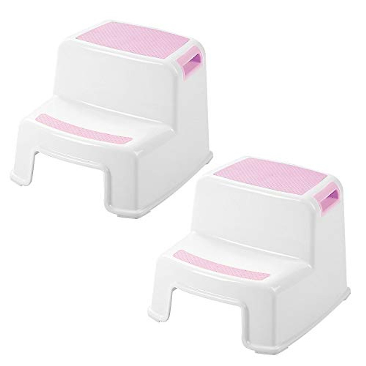 2 Step Stool for Kids(2 Pack,Pink) - Toddler Step Stools for Toilet Potty Training, Bathroom and Kitchen - Slip Resistant Soft Grip for Safety, Stackable