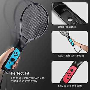 Switch Tennis Racket for Mario Tennis Aces, Twin Pack Nintendo Switch Joy-Con Controller for Tennis World Tour Game Accessories, Realistic Experience as Gifts for Kids and Adults