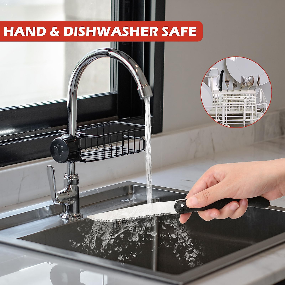 KITCHENTREND Knife Set, Steak Knives Set of 6, 6 Pcs Steak Knife Set Dishwasher Safe Knife Set, New Laguiole Premium serrated knife set, knives Set for Kitchen (Black)