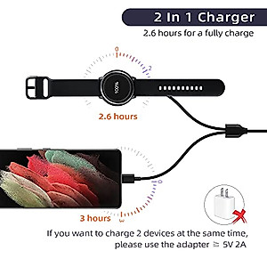 Watch Charger for Galaxy Watch 5 Pro/5/4/3/Active 2/1/Galaxy Watch, USB C Charging Cable Compatible for Samsung Galaxy S22/S21/S20/S10/Note 20/10/9/8 and More,5 ft 2 in 1 Charger Cable