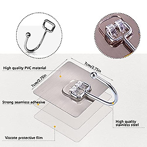 ZEZOKK Large Adhesive Hooks 22Ib(Max), Waterproof and Rustproof Wall Hooks for Hanging Heavy Duty to use Inside Kitchen, Bathroom, Home and Office,10 PCS