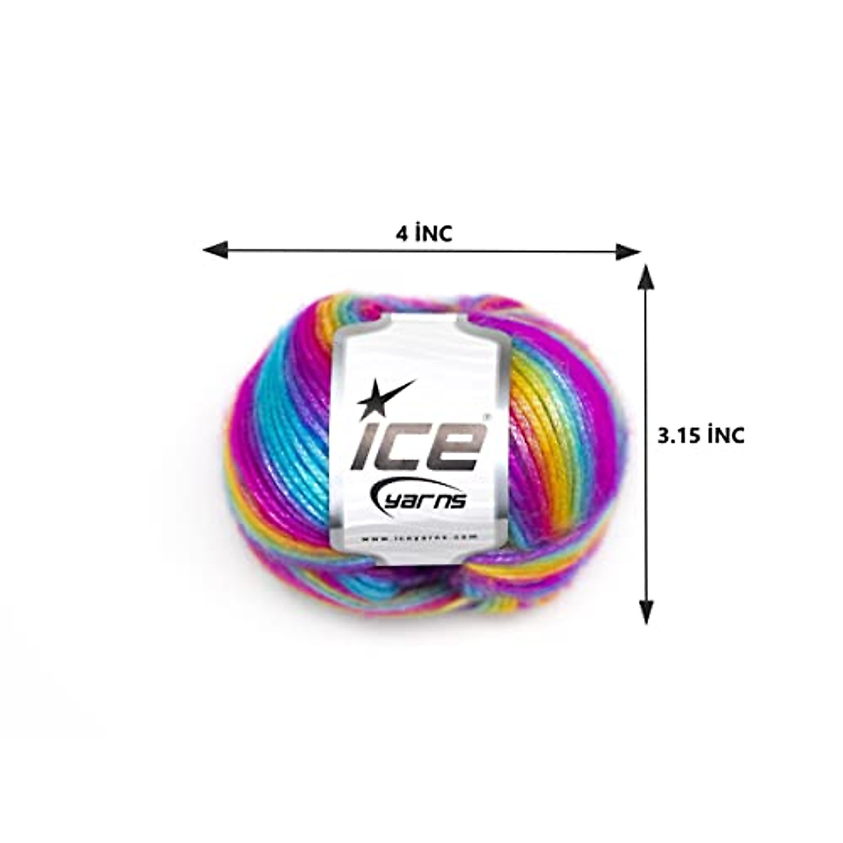 Ice Yarns Picasso Rainbow (3-Piece Pack) Blue, Purple, Green, Yellow, Orange, Pink Fuzzy with Subtle Sheen Yarn 44% Acrylic, 56% Polyester (3x1.76 Oz),(3x125 yds)