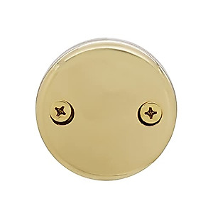 Westbrass Universal Fine or Coarse Thread Replacement Tip-Toe Strainer Drain with 2-Hole Faceplate, Polished Brass, D93K-01