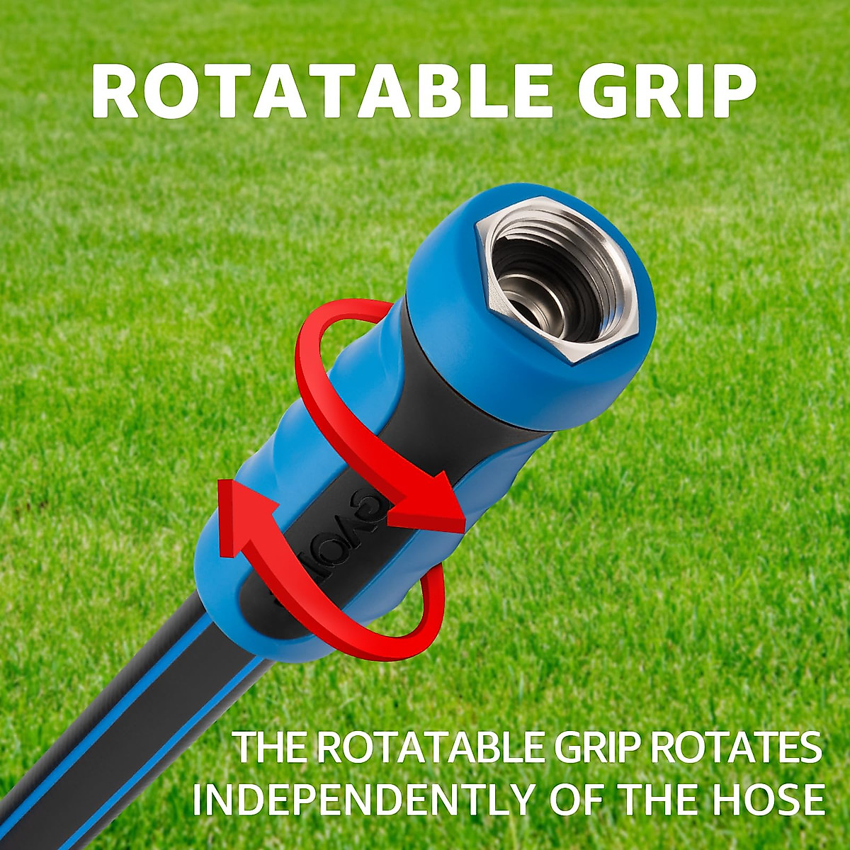 Fevone 3 ft Garden Hose, 2-Year Warranty Offered by Manufacturer, Hose Reel Leader Hose, Hybrid Polymer, Kink Resistance, 3/4" GHT Aluminum Fittings, 5/8" ID, 600 PSI, Drinking Water Safe (GH8)