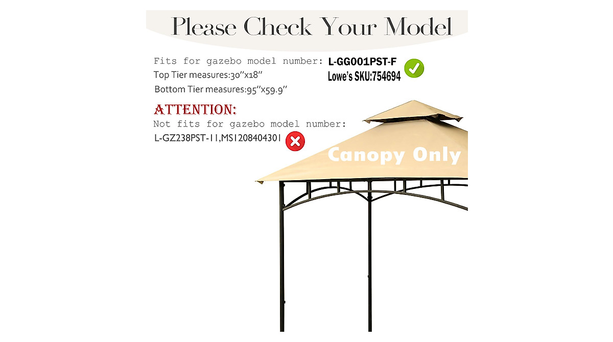 HETTRICK Gazebo Replacement Canopy 5x8 for BBQ