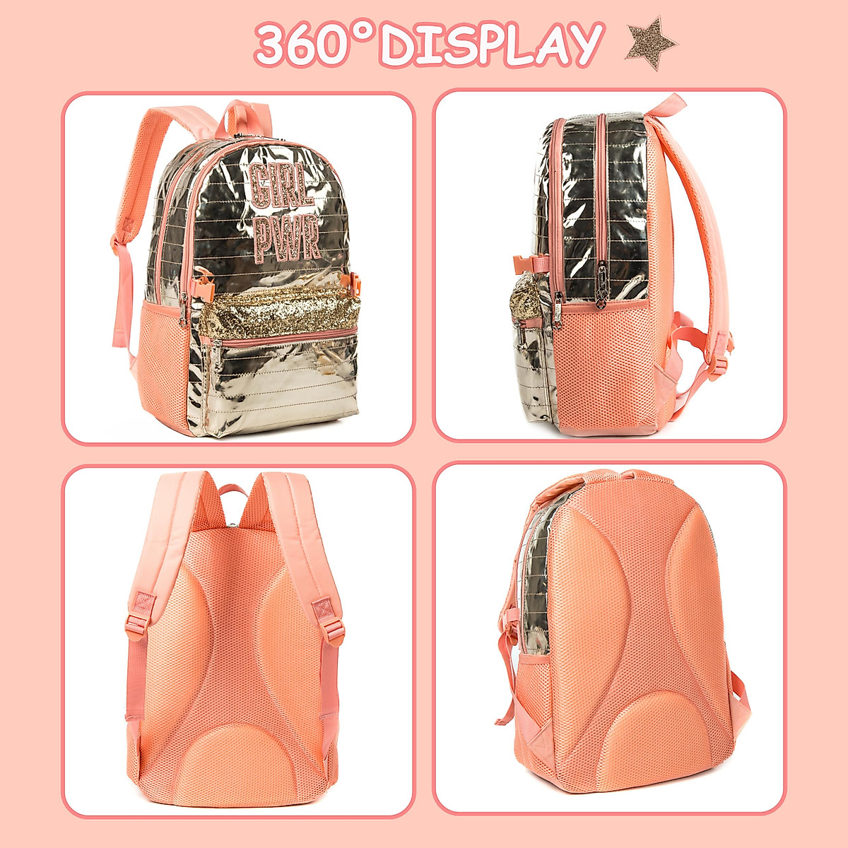 Backpack for Girls School Bag with Lunch Box Girls Backpack Set for Elementary Preschool Bookbag