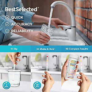 Drinking Water Test Kit Strips: Drinking Water Test Kit - Home Water Testing Kits for Well Tap - Well Water Testing Strips 16 in 1 and 100 Strips for Lead Hardness pH Iron Copper Chlorine and More