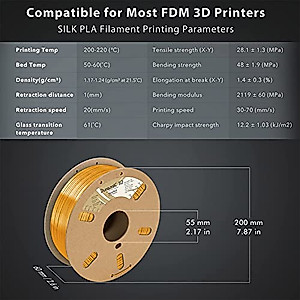 PETG Black and Silk PLA Royal Gold Bundle, Duramic 3D Printing Filament 1kg Spool(2.2lbs), 1.75mm Dimensional Accuracy +/- 0.05 mm Non-Tangling Non-Clogging Non-Stringing