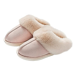 SOSUSHOE Womens Slippers Memory Foam Slippers Fluffy Slippers Warm Soft House Slippers for Women Non-Slip Indoor Outdoor,Beige