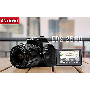 Canon EOS 250D / Rebel SL3 DSLR Camera with 18-55mm Lens (Black), Creative Filter Set, EOS Camera Bag, Sandisk Ultra 64GB Card, 6AVE Electronics Cleaning Set, and More (Renewed)