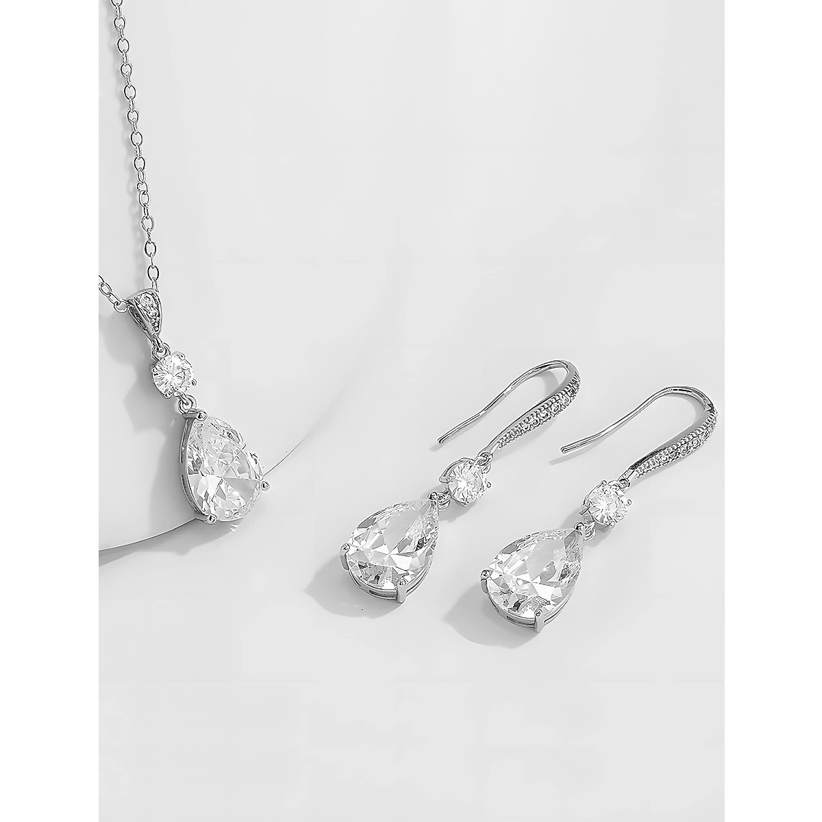 Deerllia Drop Dangle Earrings for Women, Pear Cut Cubic Zirconia Long Teardrop Wedding Bridal Earrings, Silver Gold Plated Copper Brass Micro CZ Jewelry Gifts