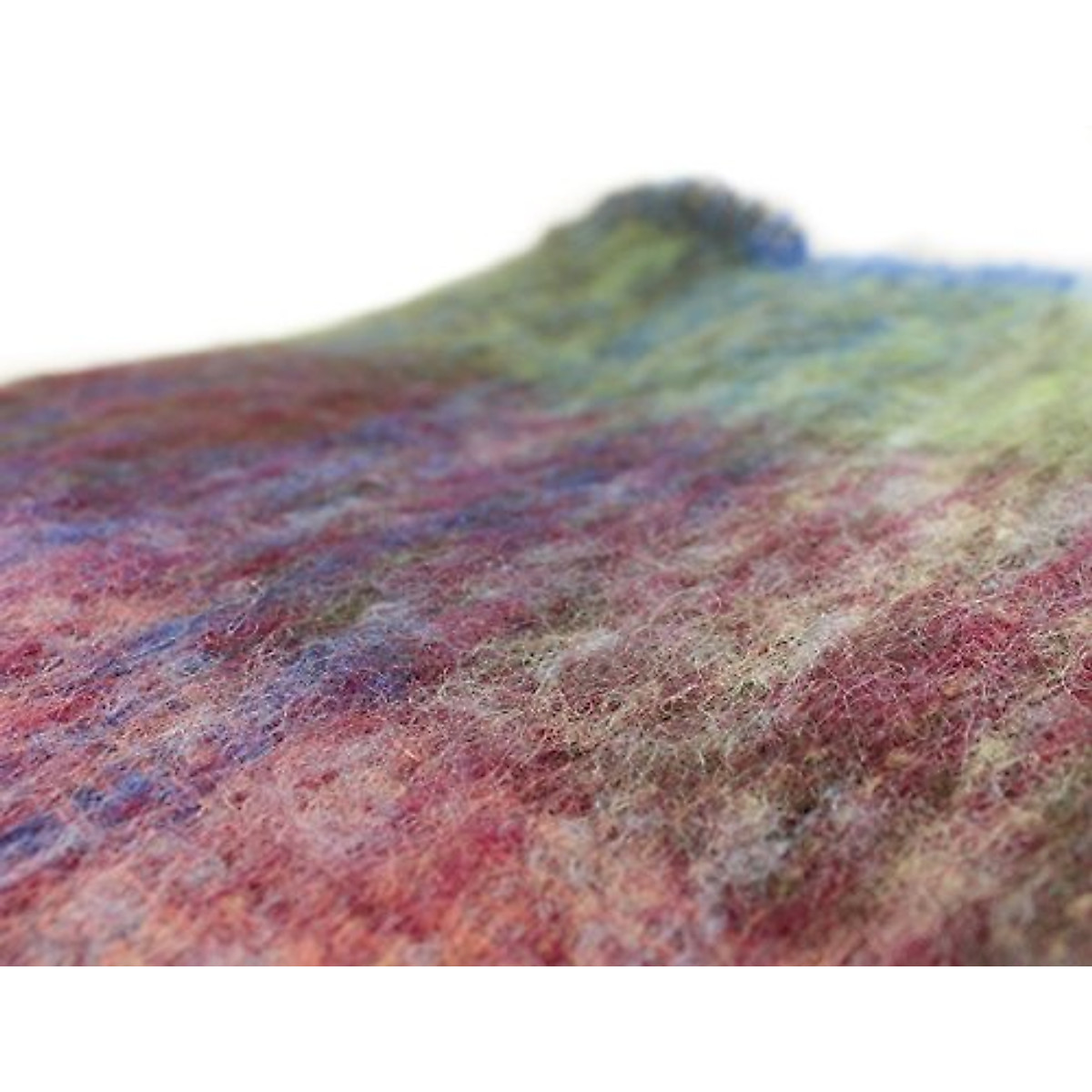 Genuine Irish Angora Mohair & Wool Throw Blanket Imported from Ireland, 72"x54" Inches, Traditional Celtic Style, Super Soft Feel & Warmth, Plaid Multicolor