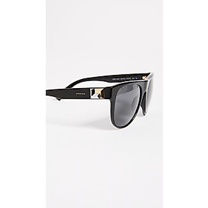 Versace VE 4346 GB1/87 Black Plastic Round Sunglasses Grey Classic Lens