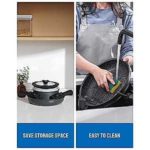 Induction Cookware Set 10 Pieces, Nonstick Pots and Pans Set with Detachable Handles, for All Hobs, Stackable Design, Dishwasher/Oven Safe
