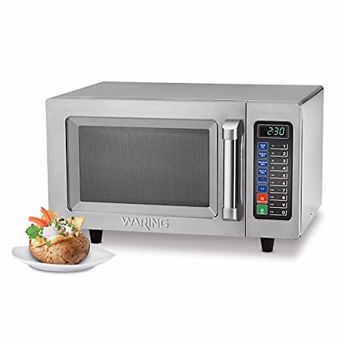 Waring Commercial WMO90 Medium Duty Microwave Oven, 0.9 Cubic Feet, 10 Programmable Memory Settings, 5 Power Levels, Stainless Steel Construction, 120V, 1000W, 5-15 Phase Plug