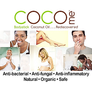 CocoMe Bodystick - 100% Organic Moisturizing Virgin Coconut Oil Solid Bar with Anti-aging Beeswax for Chemical, Preservative, and Fragrance-Free Skin Repair and Protection. Dermatologist recommended.