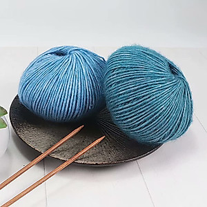 Knitted Yarn Skeins Handcrafting Cotton Yarns 50G Crocheting Yarn Soft Medium Thick Skeins Sweater Scarf Crochet Warm Wool Tools 400m Sweater Cotton Yarn 2 Rolls (Blue)