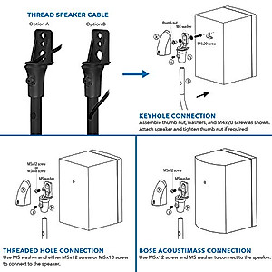 Mount-It! Speaker Floor Stands | Height Adjustable with Cable Management for Satellite, Small Bookshelf & Bluetooth Speakers up to 10 Lbs | Fits Vizio, Polk, Bose, JBL, Sony & Samsung | 1 Pair, Black