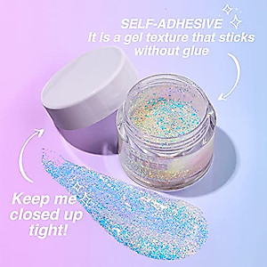 LANGMANNI Holographic Body Glitter Gel for Body, Face, Hair and Lip.Color Changing Glitter Gel Under Light. Vegan & Cruelty Free-1.35 oz (2# Sparkling Pink)