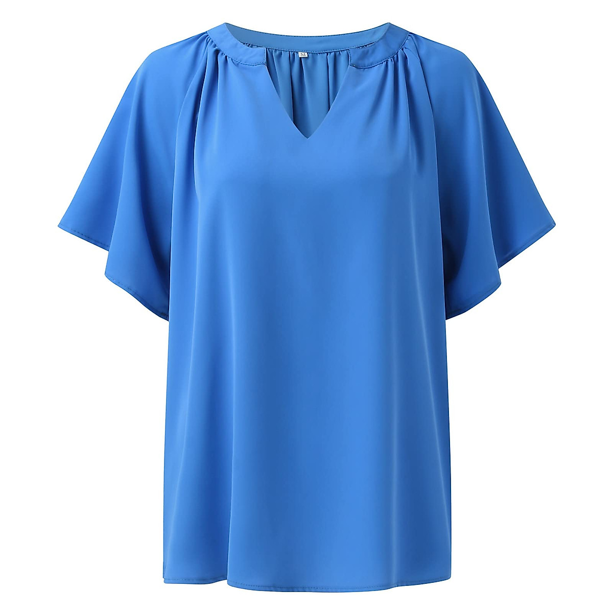 Blouses for Women Dressy Casual Sexy Women's Loose Casual Short Sleeve Chiffon Top V Neck T Shirt Sexy Blouse Blue