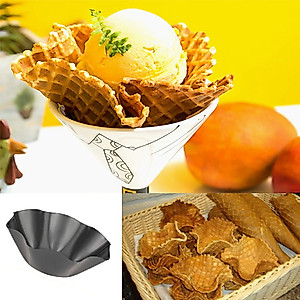 Abgream Tortilla Pan Set - 6 Pack Carbon Steel Non-Stick Taco Salad Bowl Tortilla Shell Maker Black Baking Pans with a Silicone Potholder and a Basting Brush (Large)