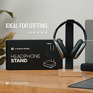 Universal Headphone Stand for Desk - Solid Wood Headset Stand for Desk - Heavy Duty Headphone Holder Desk Stand Wood, Gaming Headphone Stand, Wood Headphones Stand Compatible with Airpods Max and More