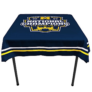 Michigan Team University Wolverines 2023 CFP College Football Champions Logo Tablecloth or Table Overlay