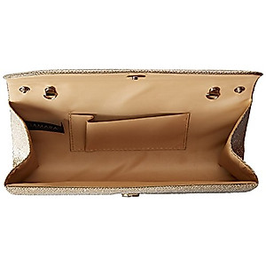 Damara Womens Oblique Flap Glitter Clutch Handbags (Gold)