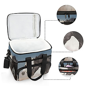 Wild Animal Horse Theme Picnic Lunch Bag for Women Men, Waterproof Cooler Lunch Tote Bag Large Insulated Lunch Box Organizer with Shoulder Strap for Office Work Travel Camping
