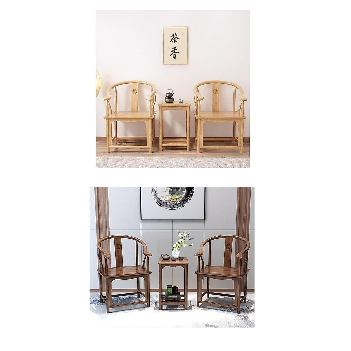 WANLIAN Round-Backed Armchair in Chinese Style of Ming and Qing Dynasties,Solid Wood Chair,Chinese Furniture Oriental Chairs,Chinese Longevity Arm Chair(Fully Assembled)(Circular arc)