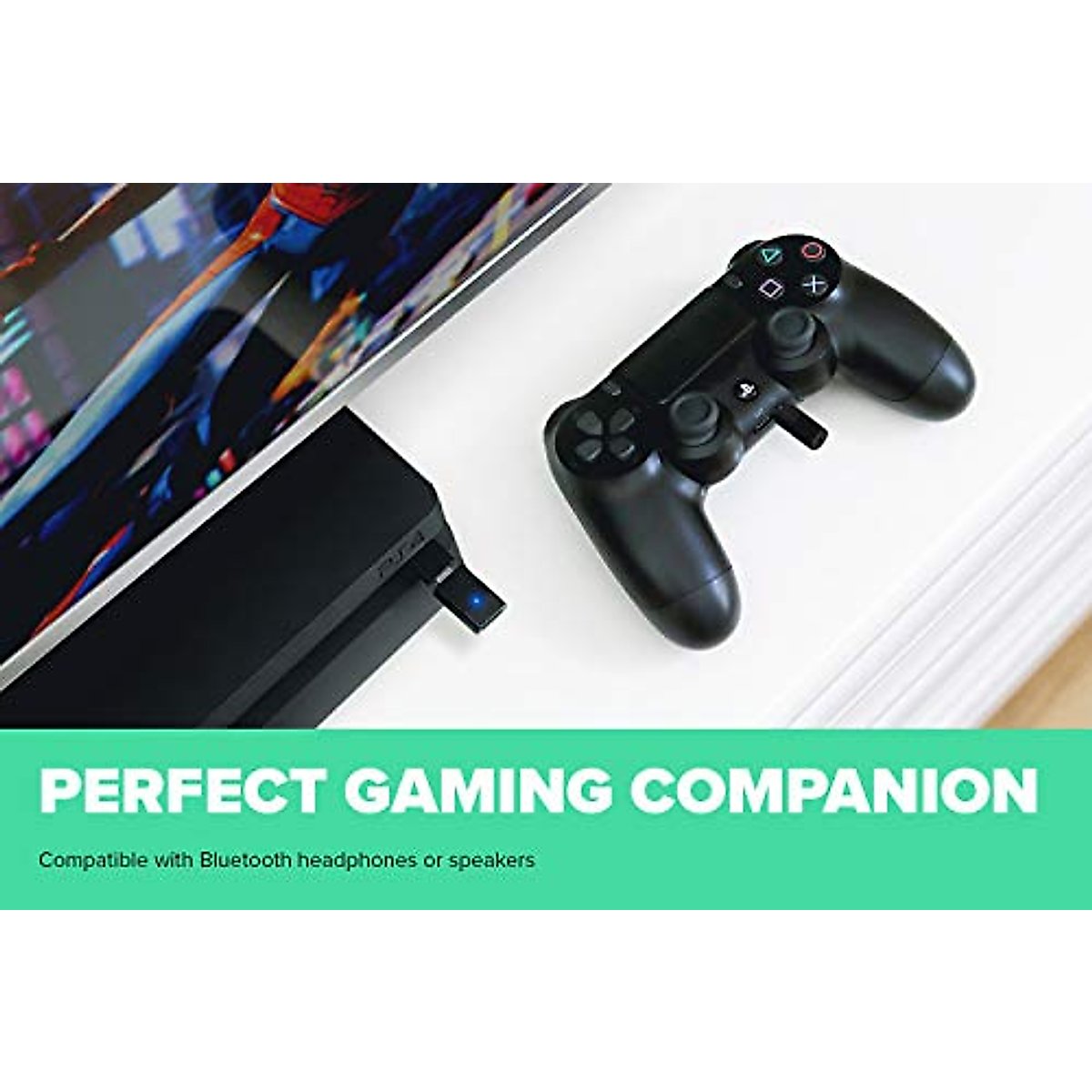 Creative BT-W3 Bluetooth 5.0 USB-C Audio Transmitter, aptX LL and aptX HD, 3.5 mm Analog Mic for Voice Chat Support, Codec Indicator and Selection, Plug-and-Play for PS4, Nintendo Switch, PC, and Mac