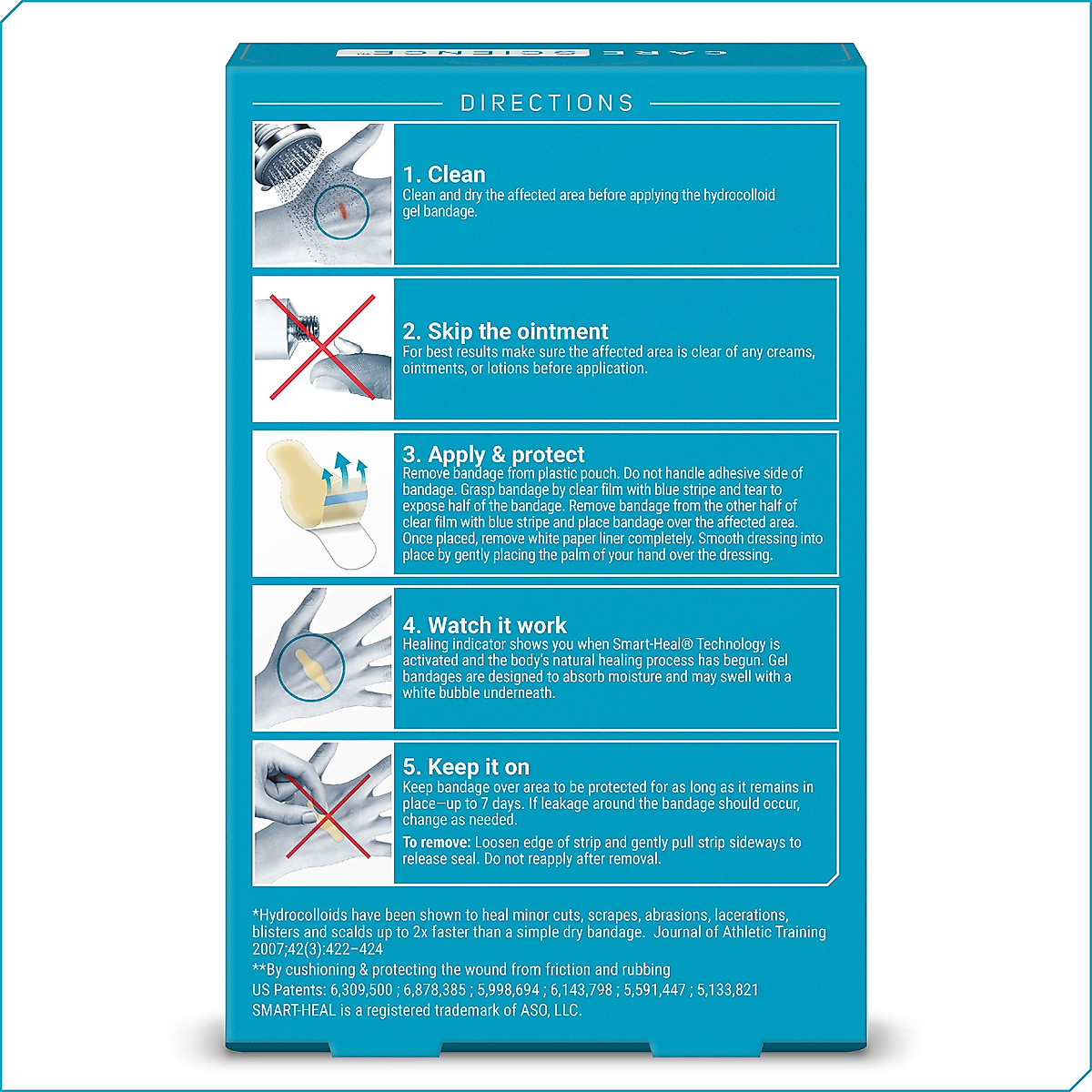 Care Science Fast Healing All-Purpose Hydrocolloid Gel Bandages, 20 ct | 100% Waterproof Seal Promotes Up to 2X Faster Healing, Reduces Scarring, for Wound Care or Blisters