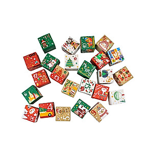 24 Pcs DIY Christmas Advent Calendar Boxes, 24 Days Advent Countdown Gift Boxes, Christmas Cardboard Number Boxes for Kids and Family, Xmas Holiday Decoration.