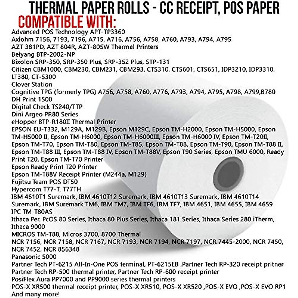 (100 Rolls) 3 1/8 x 230 Thermal Paper Receipt Rolls (55 GSM Premium Quality German Paper) Fits All POS Cash Registers BPA Free - BuyRegisterRolls