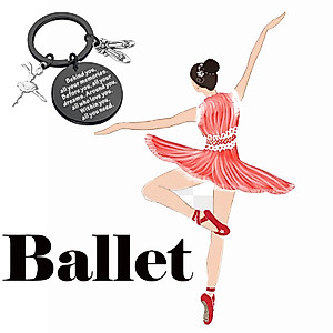FEELMEM Ballet Dancing Gifts Dance Class Dancer Gift Dance Recitals Gift Behind You All Your Memories Keyring Graduation Gift(black)