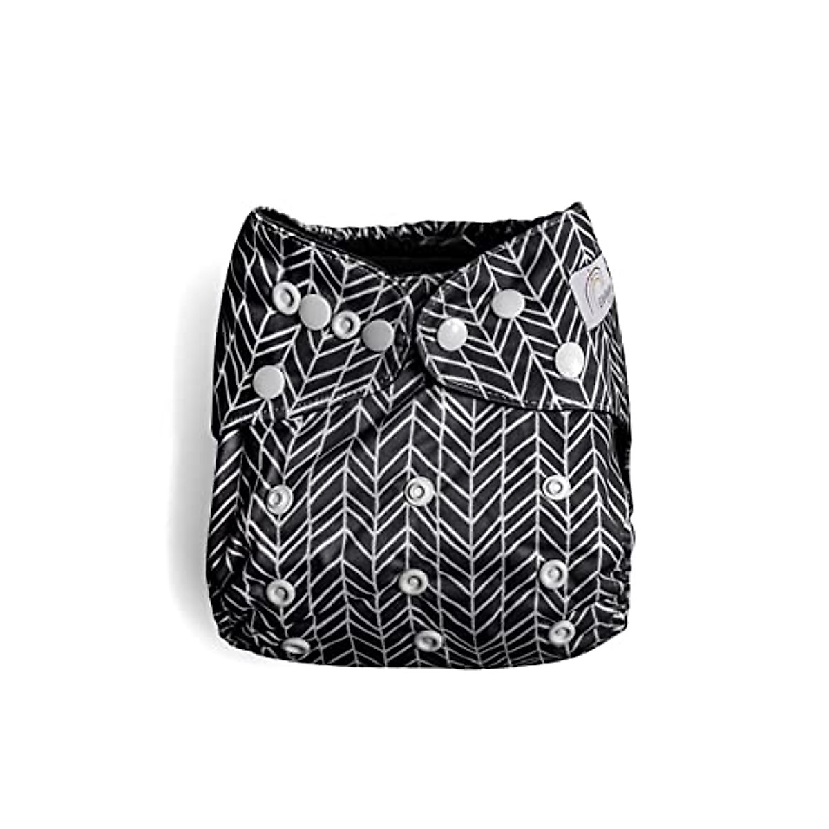 Elle Belle Baby 3 Stain Resistant - Charcoal Bamboo Lined All in one Diapers & 6 Charcoal Bamboo Inserts (Black & White)