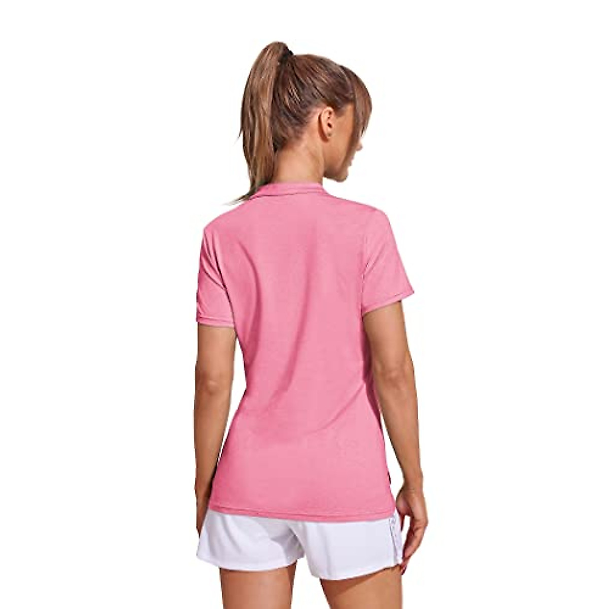 COOrun Women's Short Sleeve T-Shirt Quick Dry Athletic Running Workout Yoga Top Tee Tennis Shirts B_Peach Pink Large
