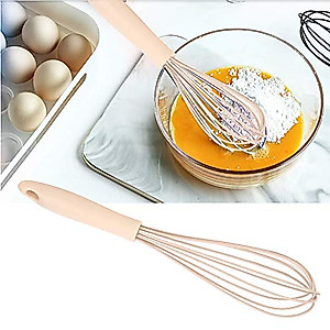 Egg Beater, Silicone Whisk, Whisks for Cooking, Egg Whisk, Mini Silicone Manual Egg Beater Stirring Frother Mixer Blender Kitchen Cooking Utensils Pink