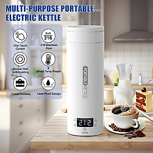 Travel Electric Kettle Portable Kettle for Hot Water Small Mini Tea Coffee Kettle Water Boiler, Water Heater with Handy Cup Bag & Brush, 4 Temperature Control & LCD Display