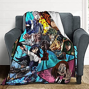 Anime My Hero Cartoon Throw Academia Blanket Flannel Soft Cozy Warm Lightweight Blankets for Travelling Camping Living Room Sofa Bedroom Decor Gifts (My Hero Academia Blanket, 60in*80in)