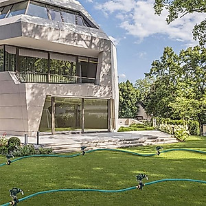 Biswing 2 Pack Impact Sprinkler Head on Metal Step Spike, Heavy Duty Zinc Alloy Lawn Sprinkler, Adjustable Coverage Nozzle on Sturdy Spike Base, 360 Degree Large Area Irrigation, Green