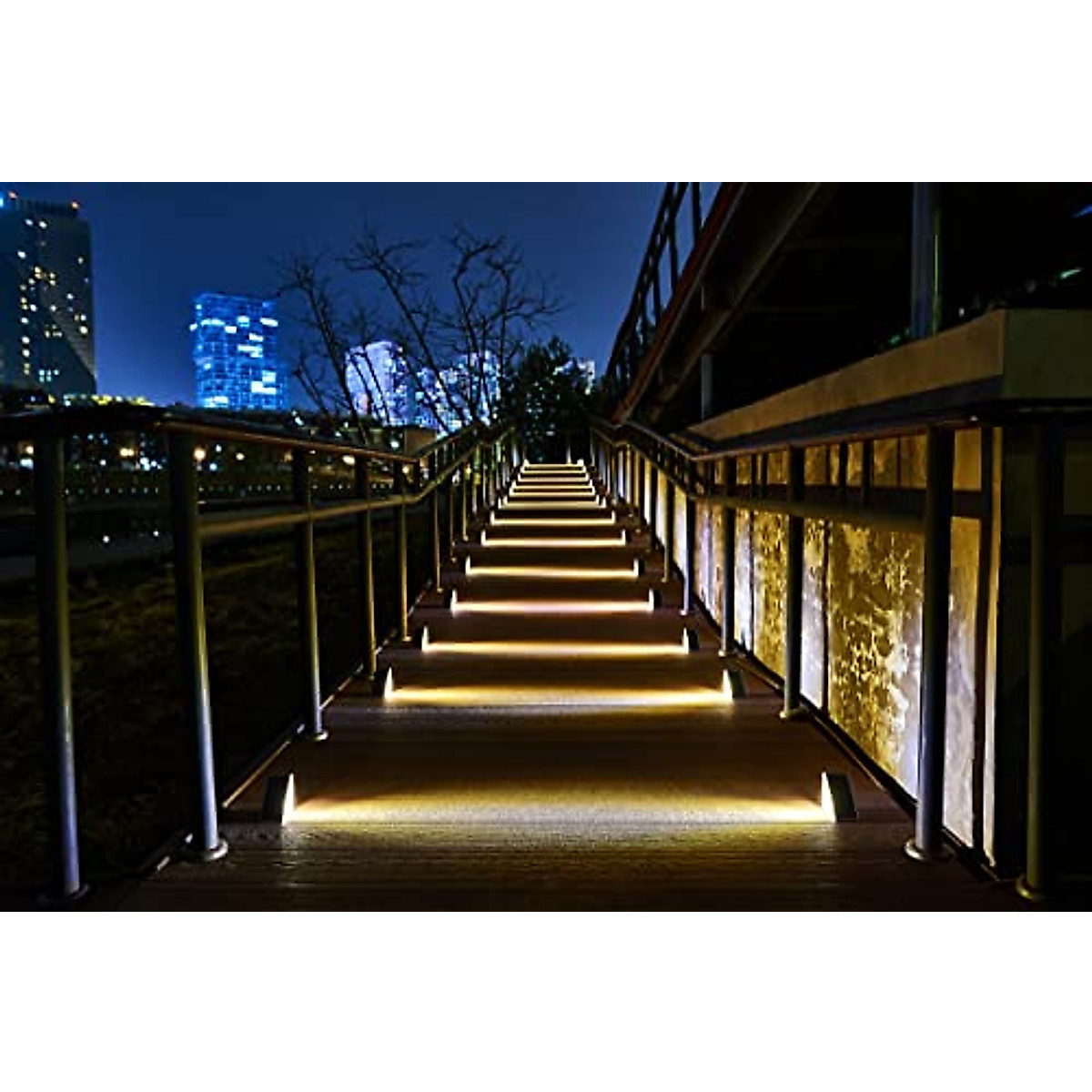 ZONGXFF LED Solar Stair Light, Outdoor Step Light, Solar Step Light Outdoor Waterproof, Wiring-Free, Automatic on/Off, Warm White 2-Piece Light All Night for Garden Driveway