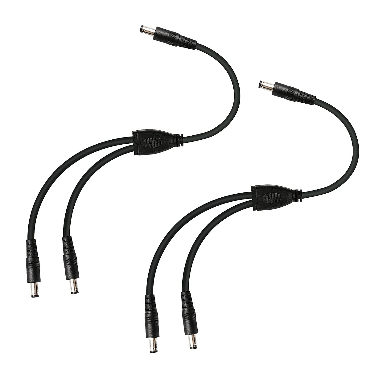 GINTOOYUN 2 PCS DC Y Splitter Power Cable 18AWG DC 5.5MM x 2.1MM Male to Dual DC 5.5MM x 2.1MM Male Supply Splitter Cable for LED Light Bar CCTV Security Cameras etc(1FT)