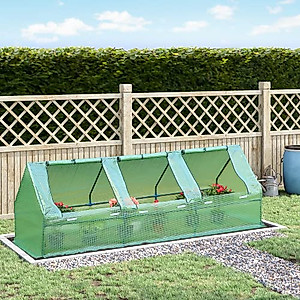 EROMMY 95" W × 32" D × 32" H Portable Mini Greenhouse Outdoor Green Plant Hot House with Zipper Doors, Green House for Outsides, Garden, Patio, Home, Backyard, Green