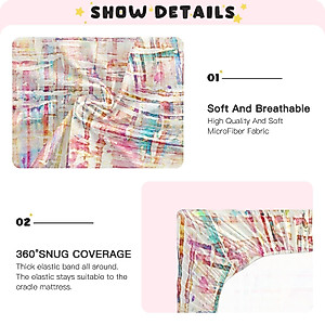 Fitted Crib Sheet for Boys Girls, Boho Style Jersey Knit Baby Sheet for Standard Crib and Toddler Bed Mattresses, Cozy Soft Breathable, 28 x 52 in