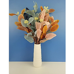 Etycoo 6 Pieces Artificial Eucalyptus Leaves Artificial Plants Greenery Decor for Wedding Party Home Garden Wreath Decor (Royal Blue)